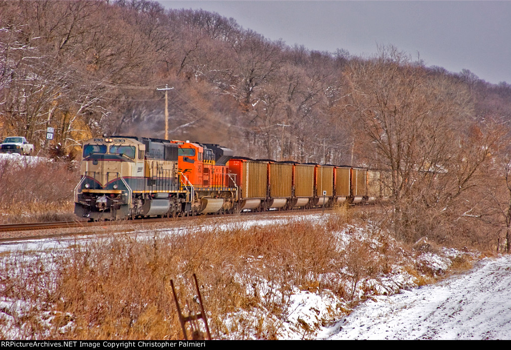 BNSF 9636 & 9152 - Rear DPUs on C-NAMRRS0-11